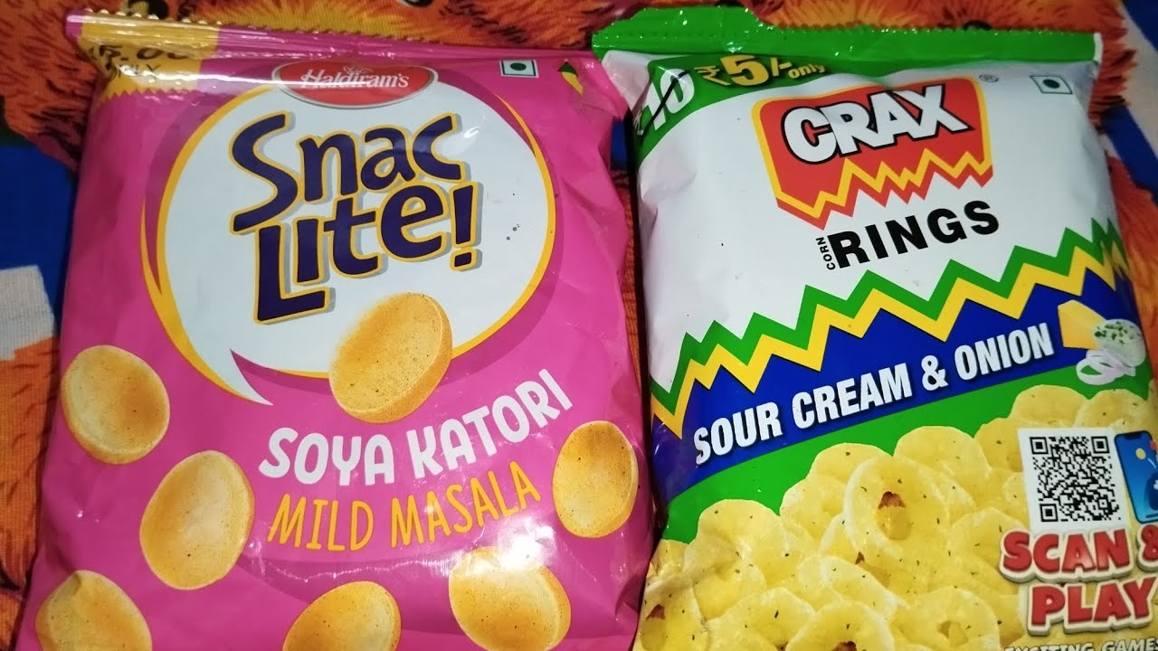 Snac Lite Soya katori Vs Crax Rings Sour cream & Onion - YouTube