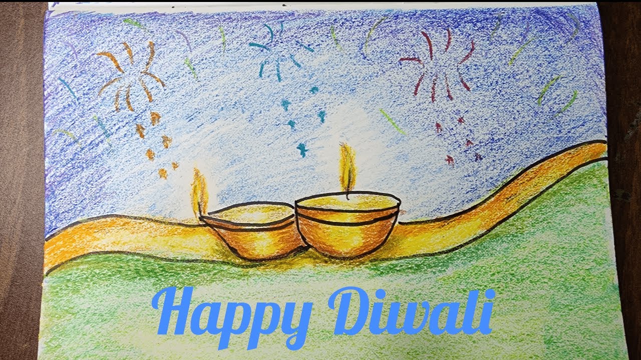 How to draw diya|easy deepam drawing|diwali drawing|happy diwali ...