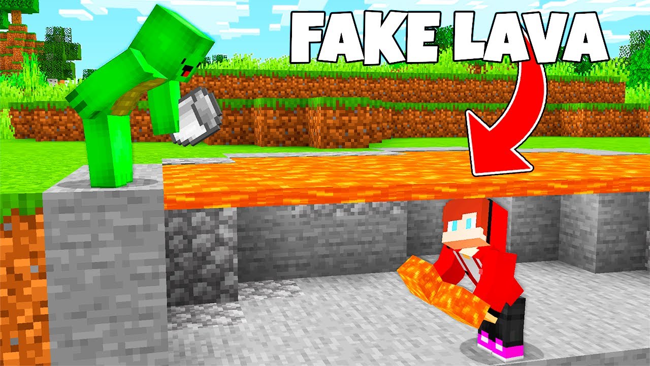 JJ and Mikey FAKE LAVA Prank Challenge - Minecraft Maizen - YouTube