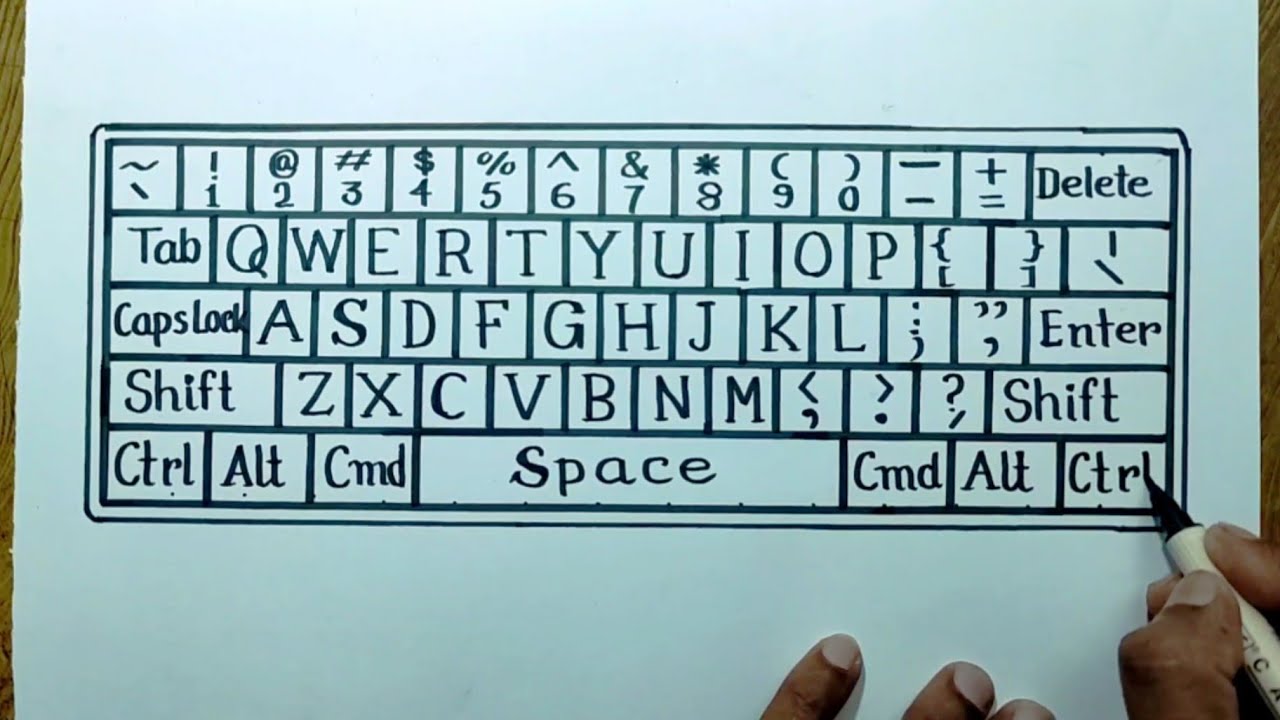 How To Draw A Computer Keyboard Easy