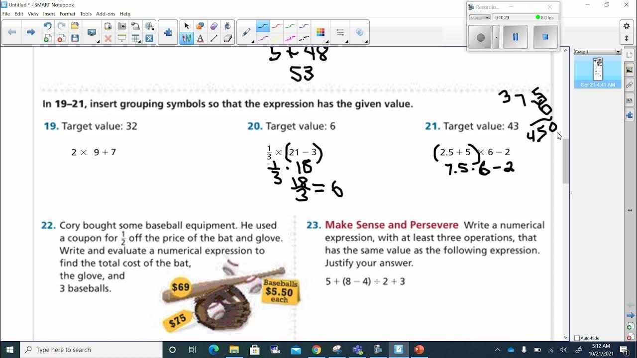 6th grade home work video for lesson 3 3; write and evaluate a ...