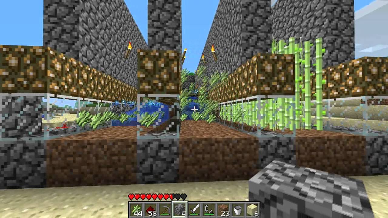 Minecraft Tutorial Auto Harvesting Reed Sugar Cane And Cactus Farm 124 Pistons Youtube