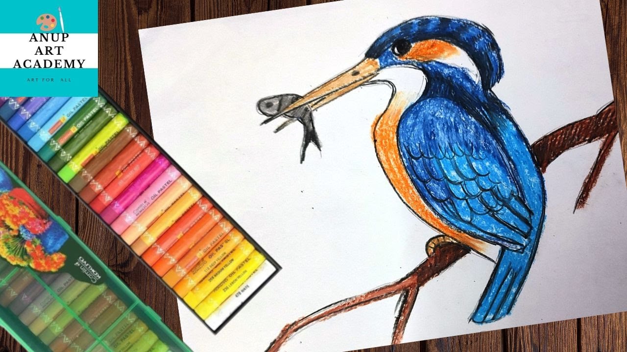 How to draw a kingfisher bird step by step easy|kingfisher bird drawing ...