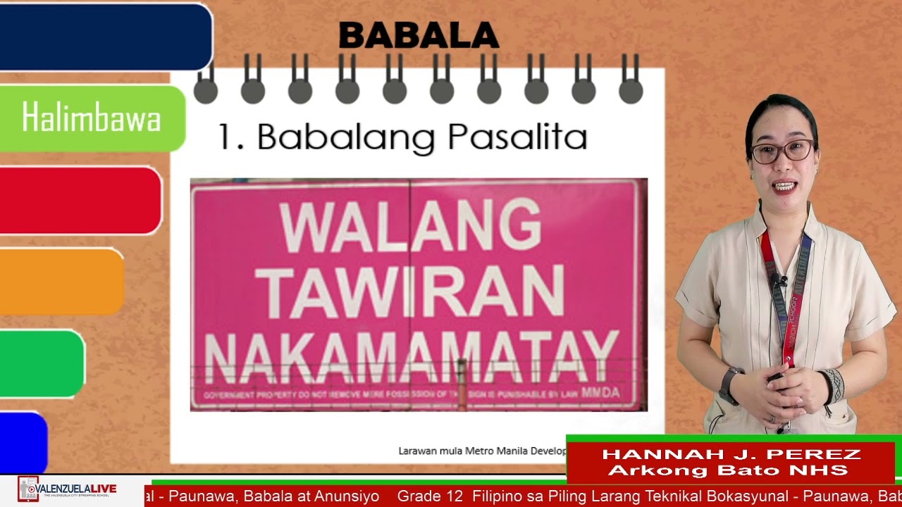 GRADE 12 FILIPINO SA PILING LARANG TEKNIKAL BOKASYUNAL PAUNAWA, BABALA ...