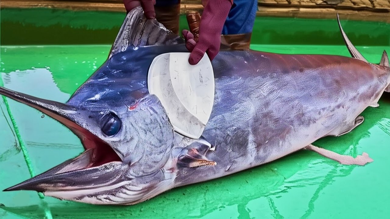 Giant Marlin Cutting Show – 300KG Giant Marlin Cutting Skills Master ...