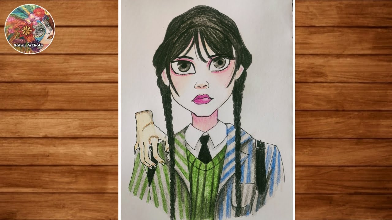 How To Draw Wednesday Netflix | Jenna Ortega | Things Drawing Tutorial ...