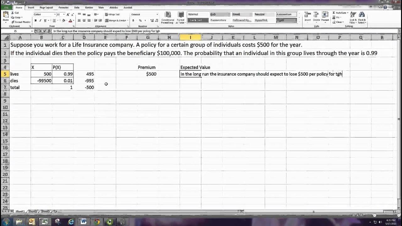 Expected Value Excel - YouTube