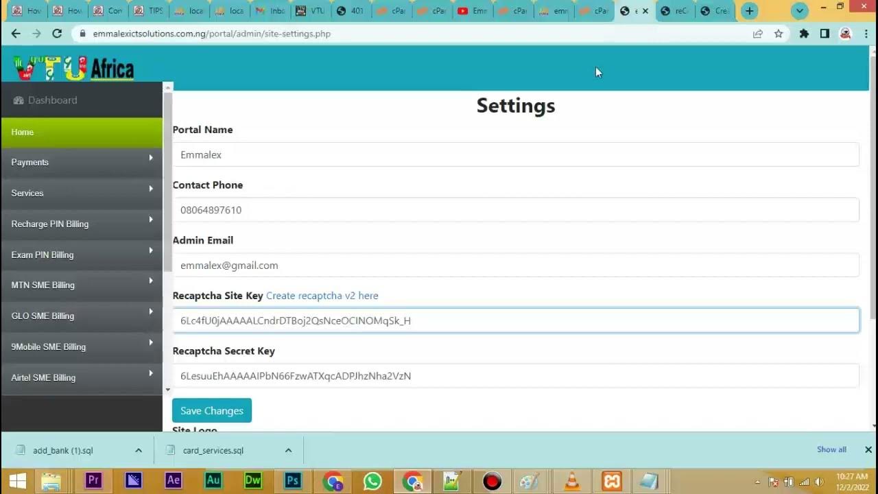 How to Set up Google Recaptha in a VTU Website | VTU Portal Creator | VTU Africa - YouTube