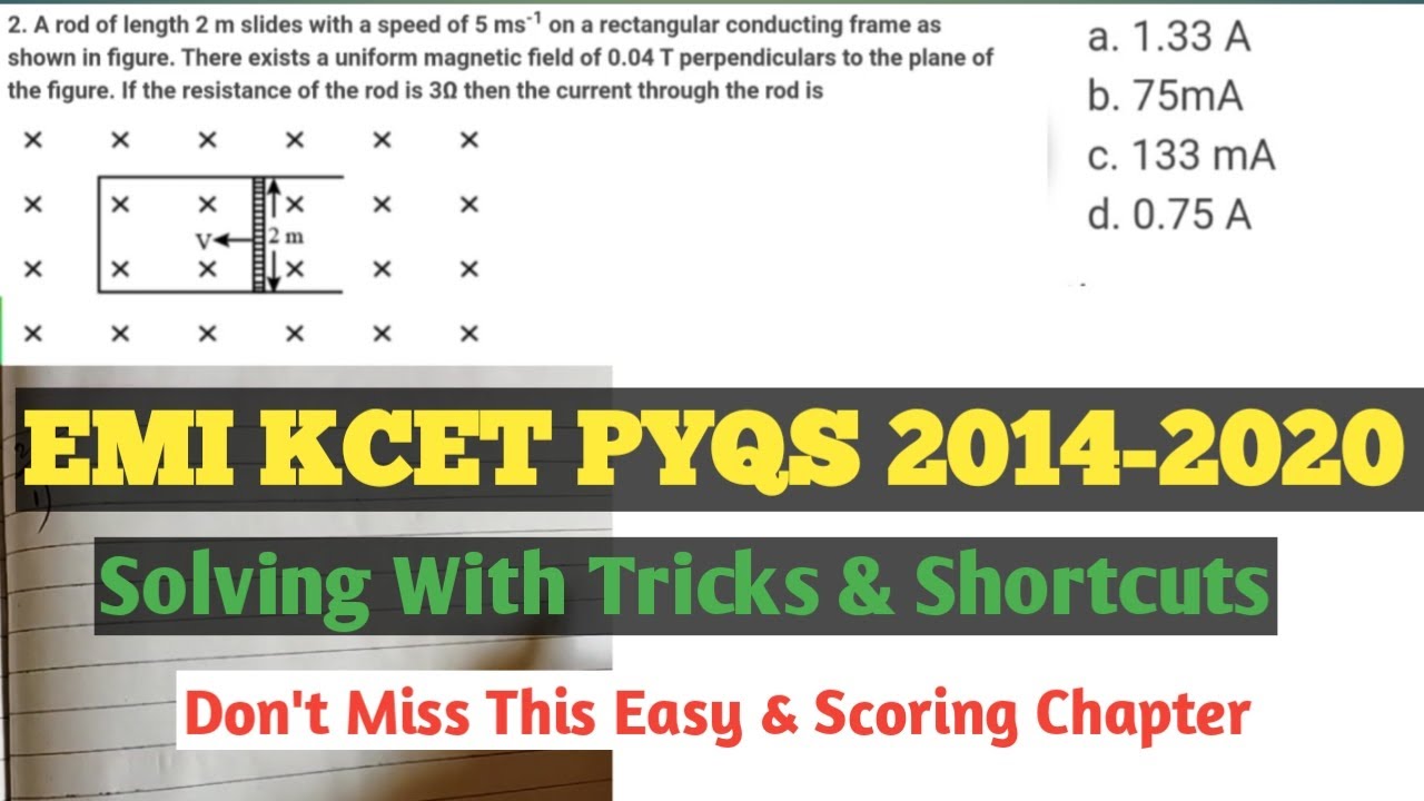 EMI KCET PYQs 2014-2020 | electromagnetic induction kcet | kcet physics ...