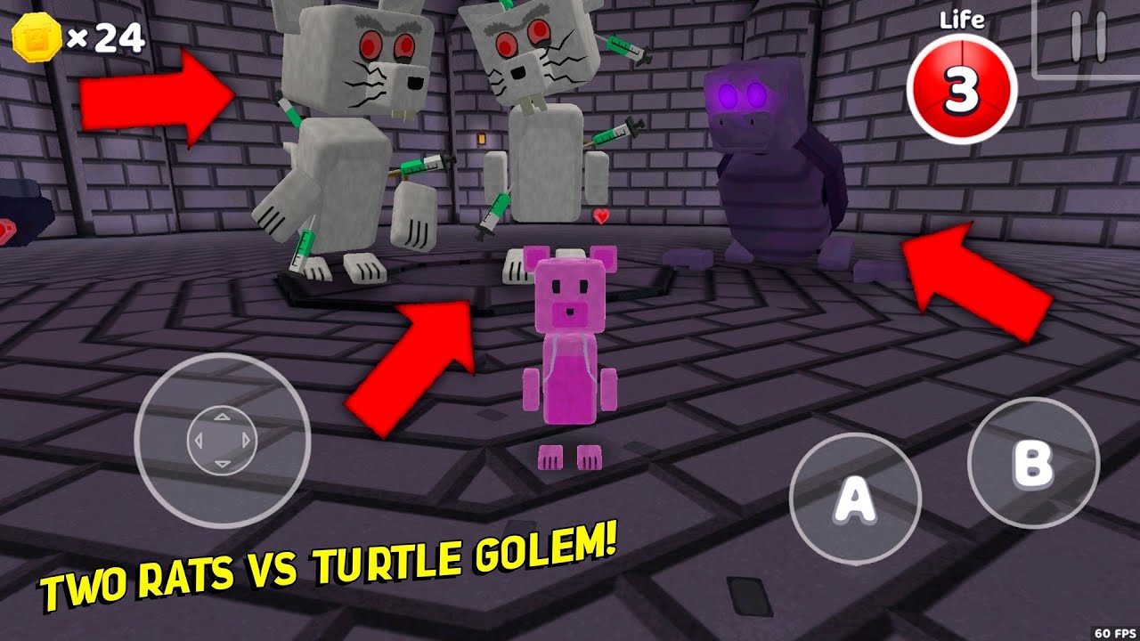 Turtle Golem vs two Rats !! Super Bear Adventure Gameplay Walkthrough ...