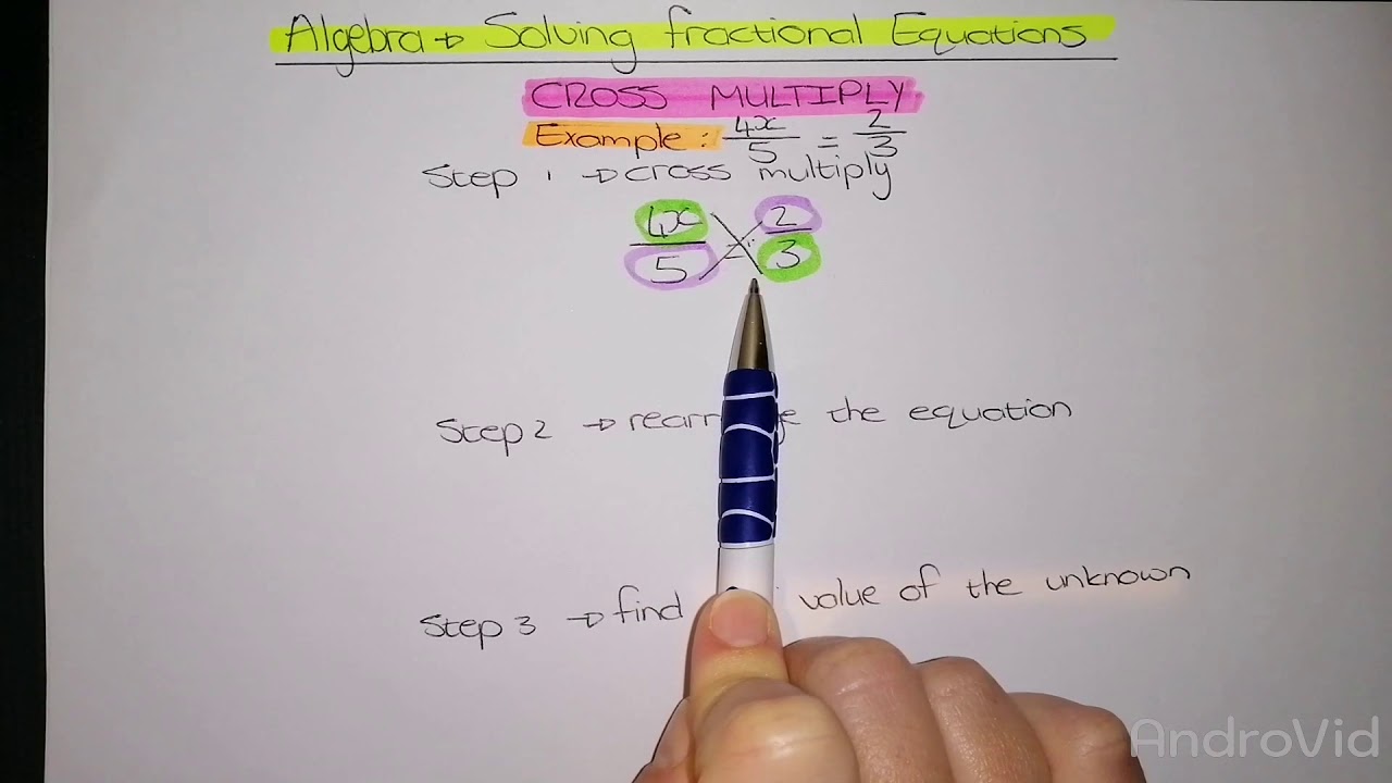 Solving Fractional Equations using Cross Multiplication in Algebra ...