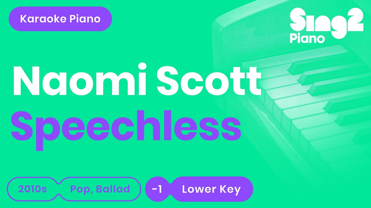 Speechless - Aladdin | Naomi Scott (Lower Key) Piano Karaoke - YouTube