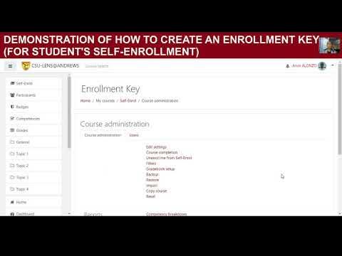 Moodle - Creating an Enrollment Key - YouTube