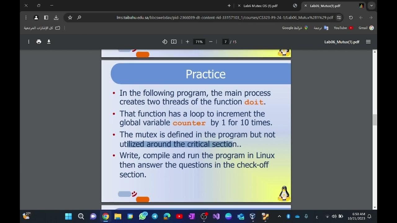 Operating Systems Mutex Lab6 part 1 - YouTube