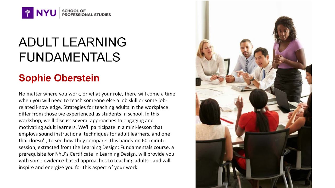Adult Learning Fundamentals Workshop - YouTube