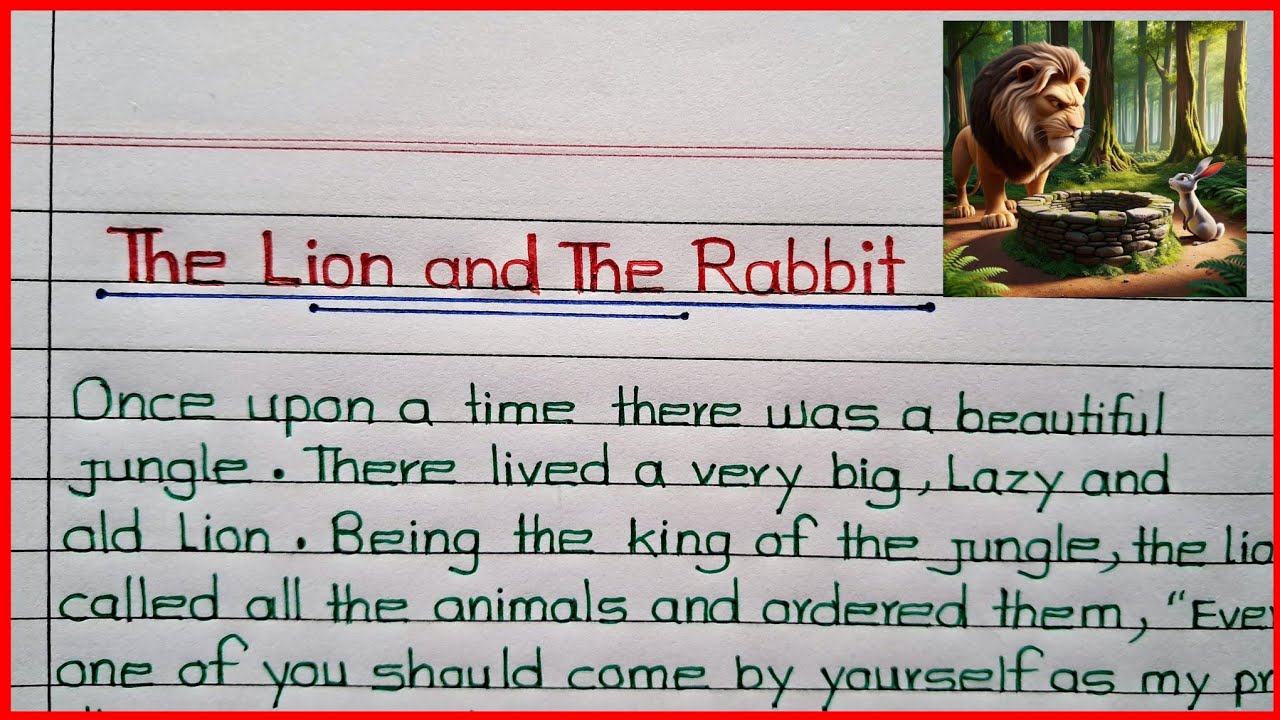 🔥The Lion and The Rabbit Story Writing in English🔥Story Writing on The ...