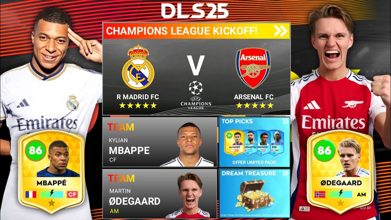 DLS 25 | Real Madrid vs Arsenal FC - Champions League!*UCL*official Gameplay!⚽ | Dream League ...