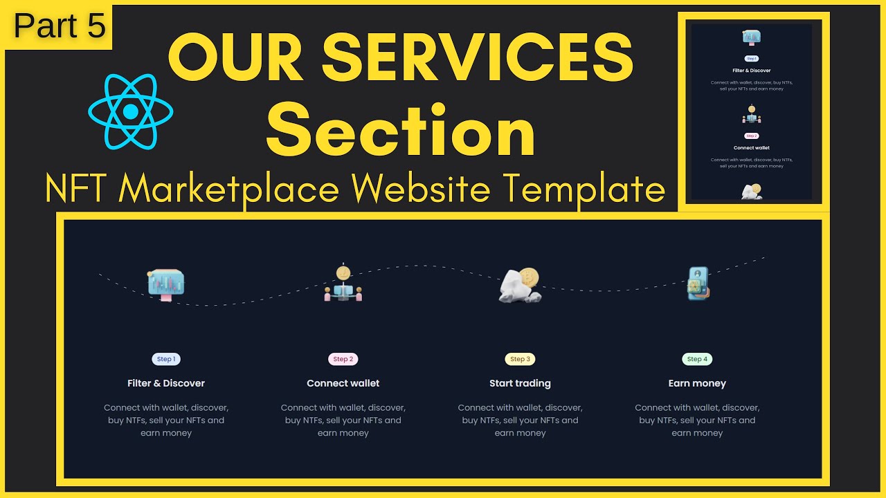 Create Our Service Section React Js Nft Marketplace Our Service Section Template Design Html