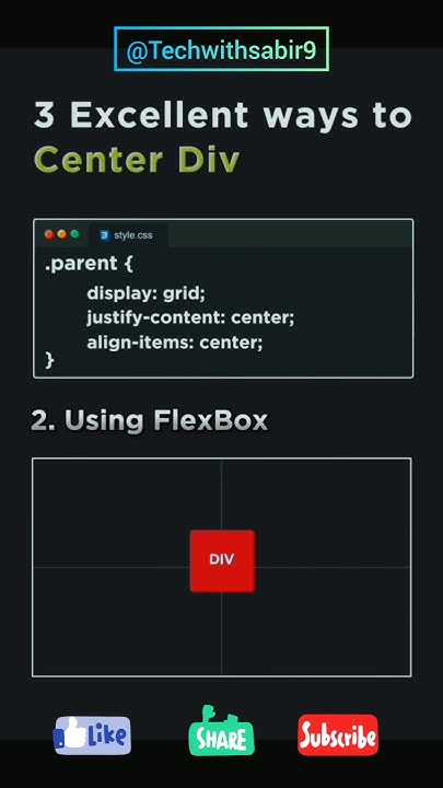 🔥Best 3 ways to make div centre 💻 #css #learnhtml5andcss3 #webdevelopment #viralshorts # ...