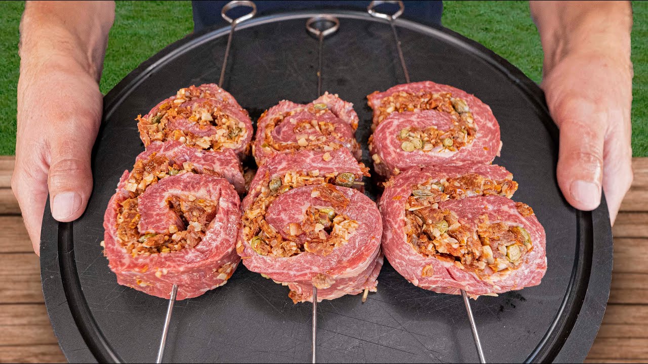 This is why these Skirt Steak Pin Wheels have the best crust - YouTube