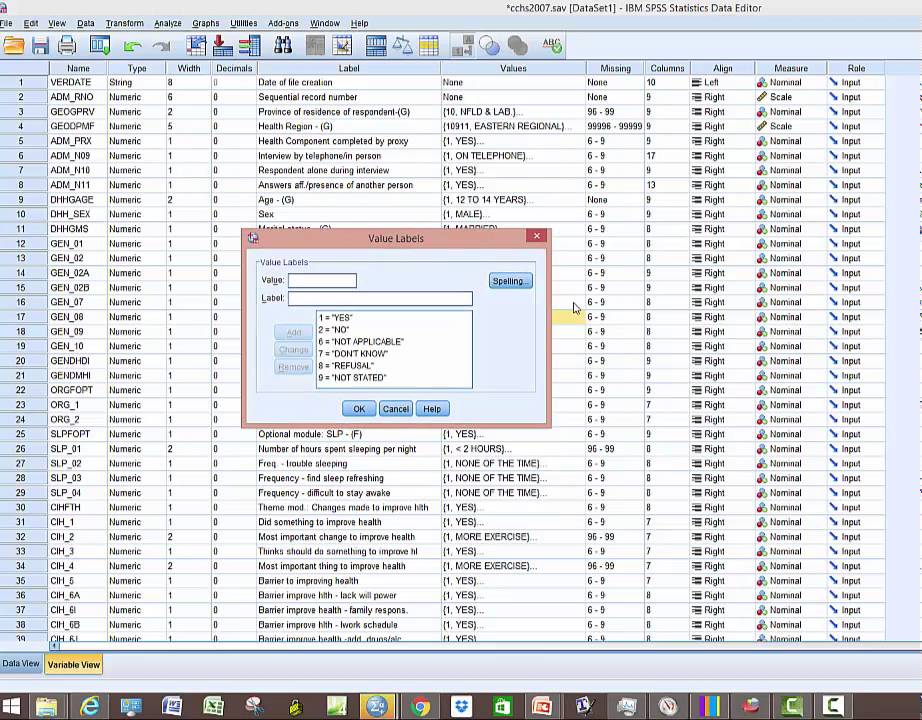 Navigating large SPSS data sets - CCHS2007 - YouTube