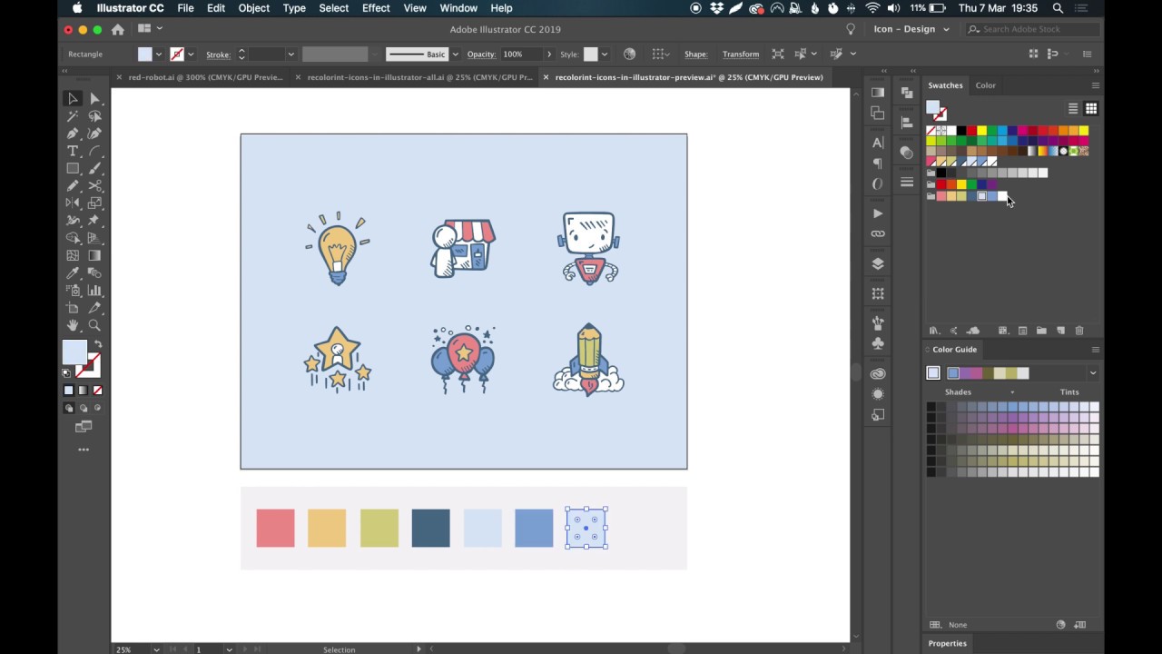 Recolor Entire Icons Set in Adobe Illustrator Part 2 - Color Group ...