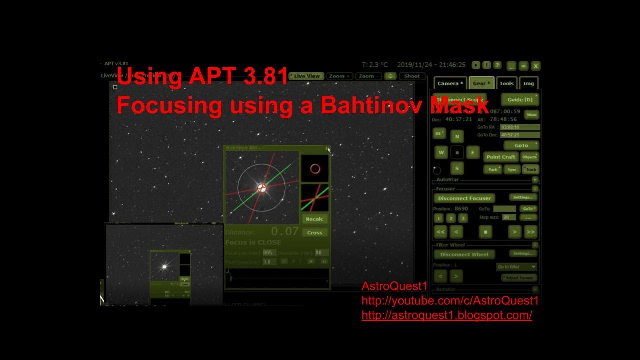 Using APT 3.81 - Focusing using a Bahtinov Mask - YouTube