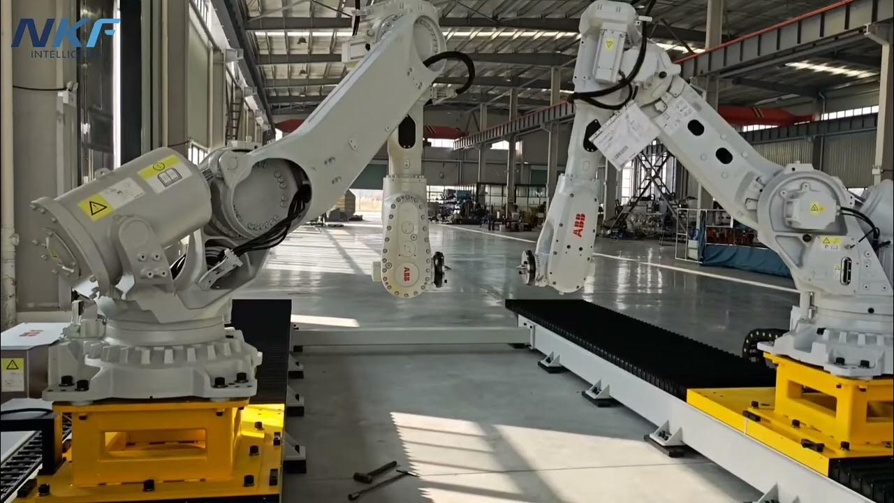 Debugging of our ground rail with ABB robot on site. - YouTube