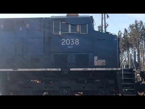 CN Intermodal train with a Horn salute and a train meet with GECX #2038 in South range Wisconsin ...