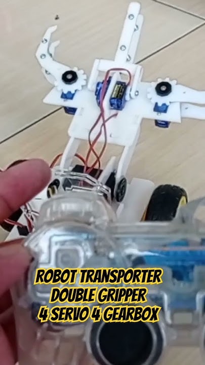 Robot Transporter double gripper 4 servo 4WD Robot pemindah barang ...