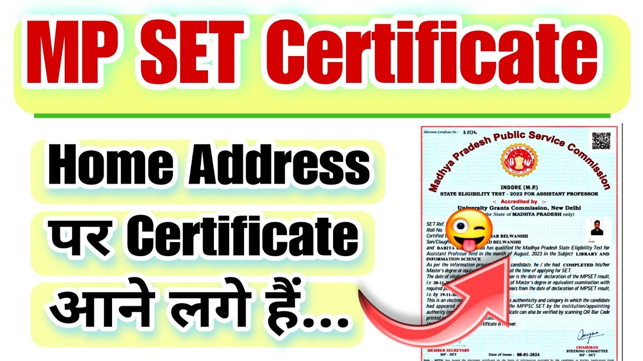 MP SET Orginal Certificate Deleverd home address || Original SET ...
