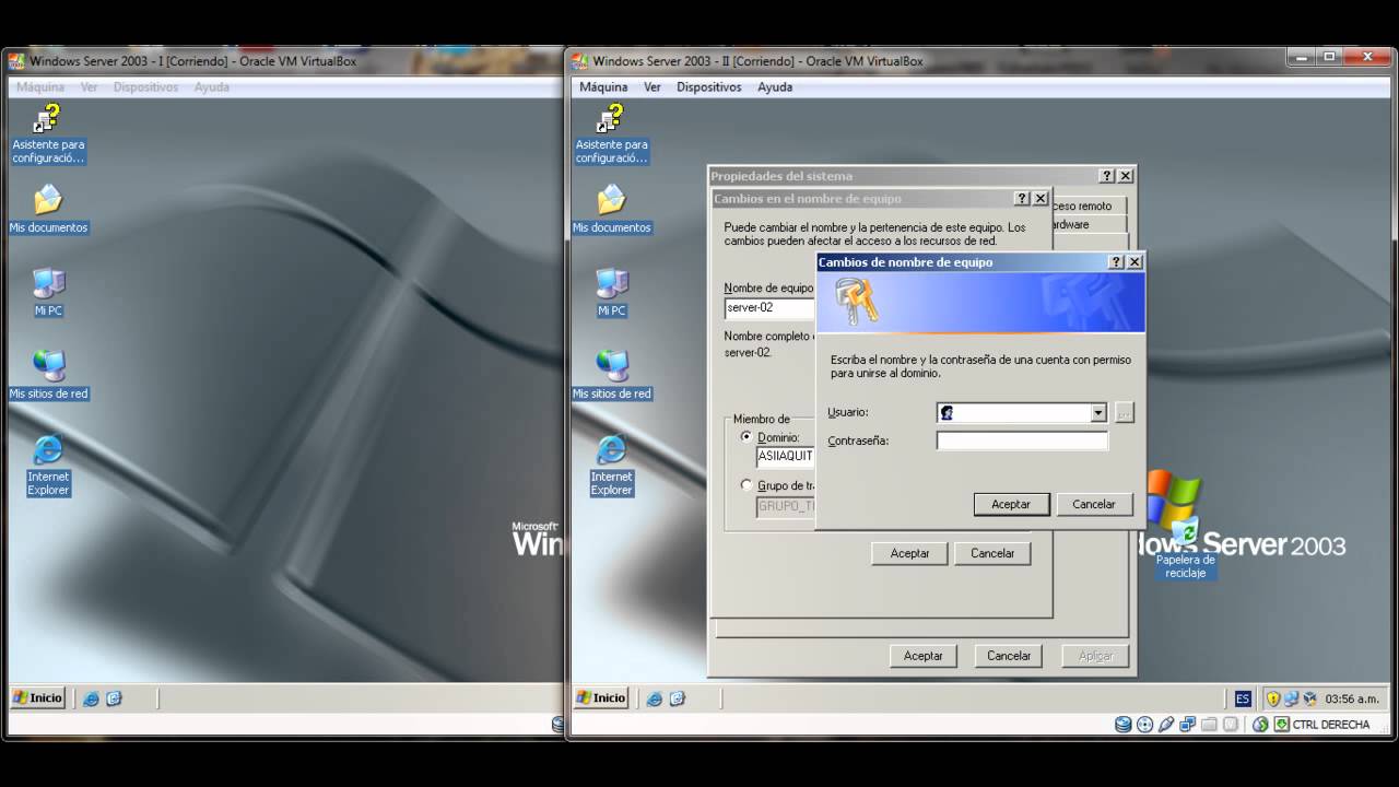 Ejercicio 1 Instalación del A.D: en Windows Server 2003, creación y configuración de usuario ...