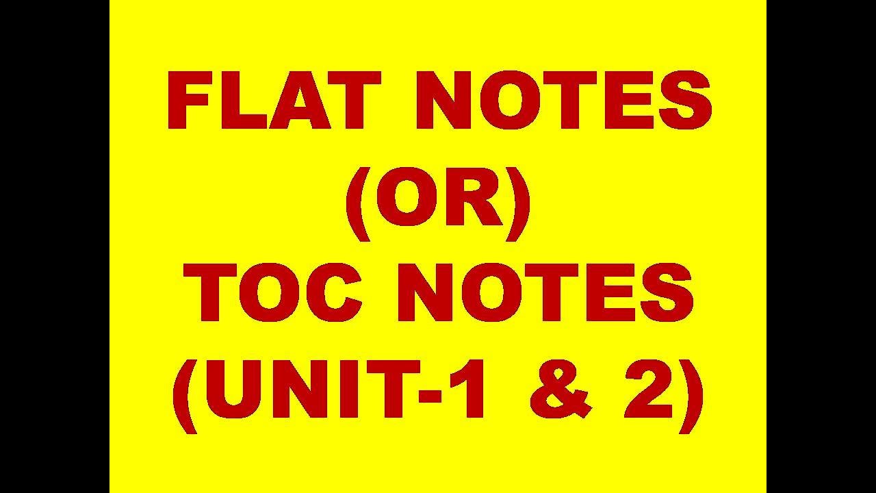 FLAT NOTES(UNIT-1 & 2) || FLAT NOTES || FLAT HANDWRITTEN NOTES || TOC ...
