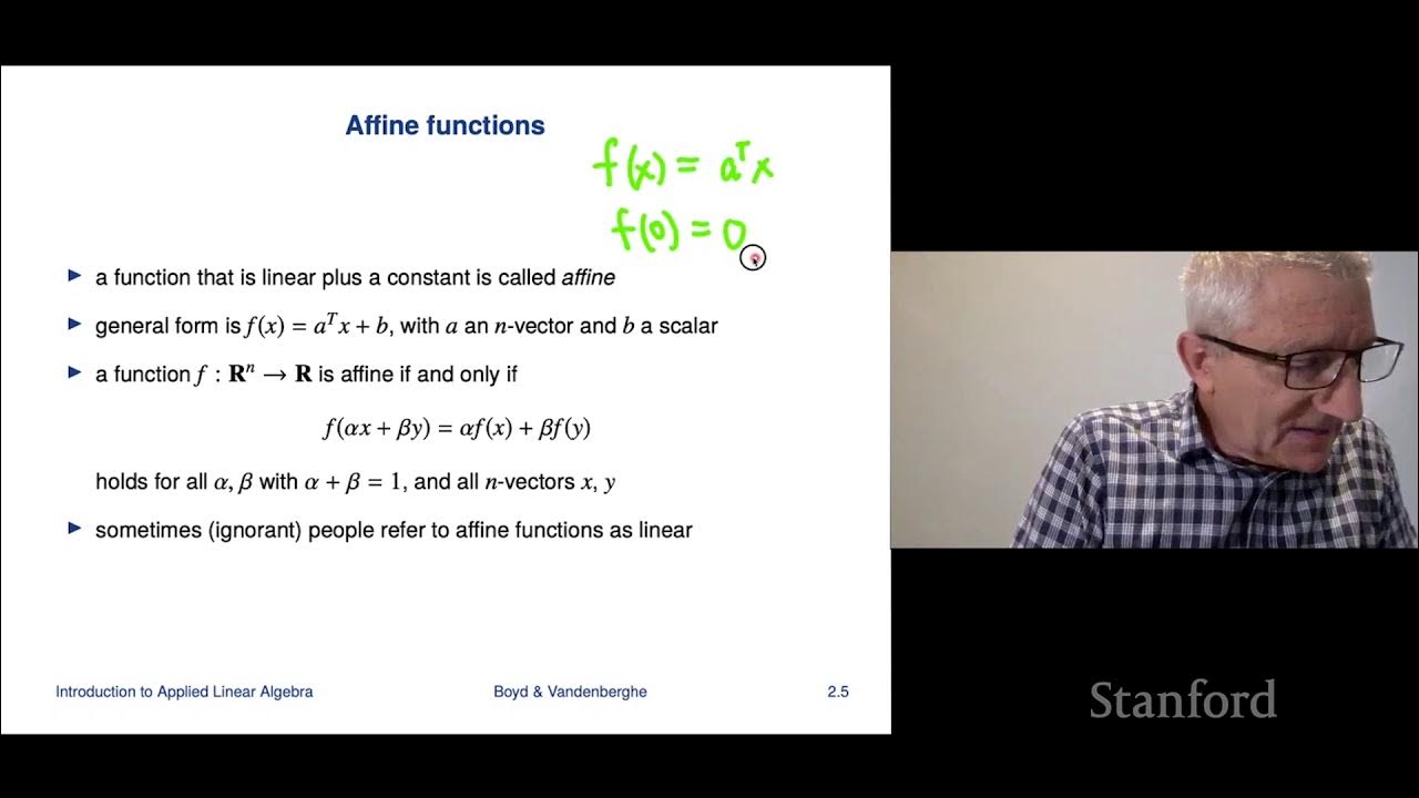 Stanford ENGR108: Introduction to Applied Linear Algebra | 2020 | Lecture 7 - VMLS linear ...