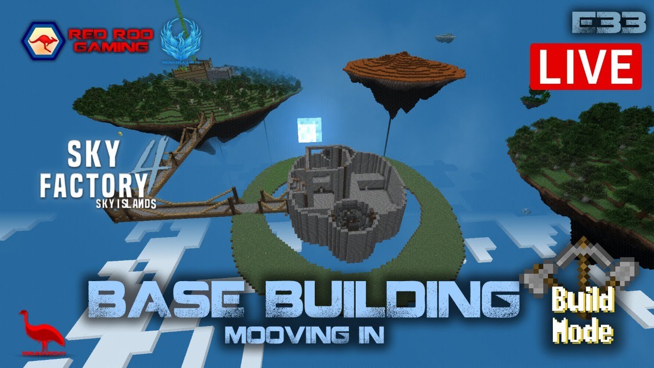 Minecraft | SkyFactory 4 Sky Islands E33- Base Building LIVE - YouTube