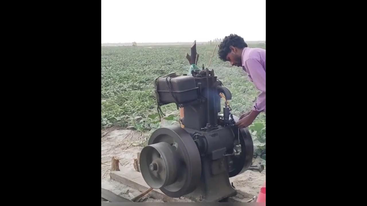 12 hp diesel engine water pump machine amazing stating l how to start pani wala engine - YouTube