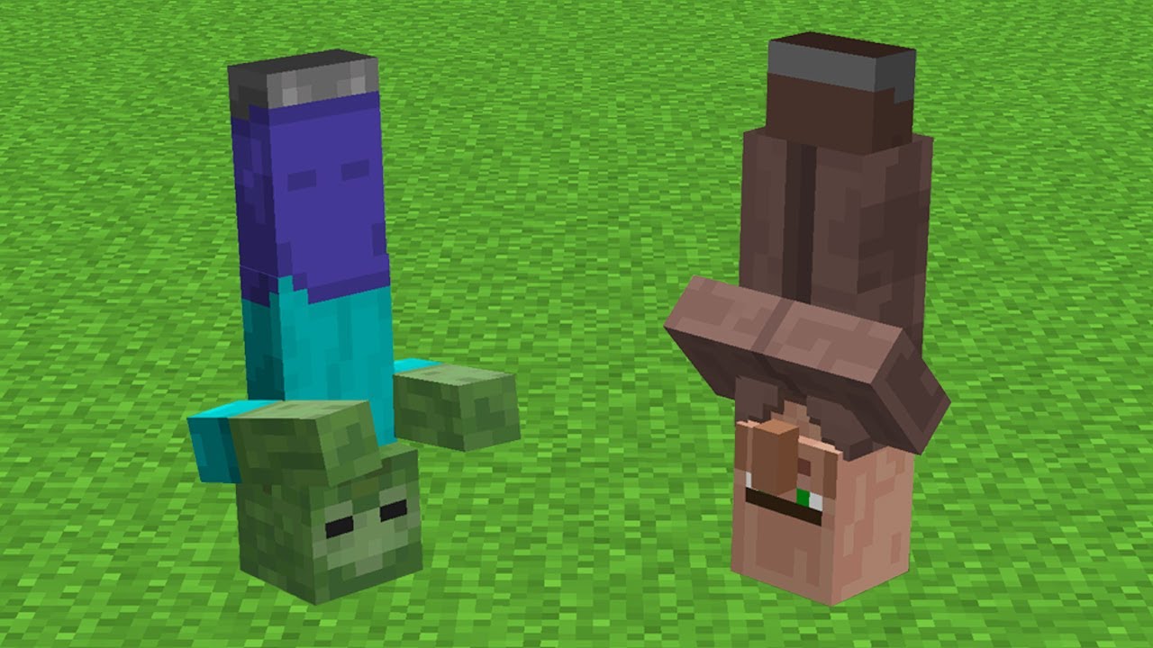 how dinnerbone villager will save himself from dinnerbone zombies - YouTube