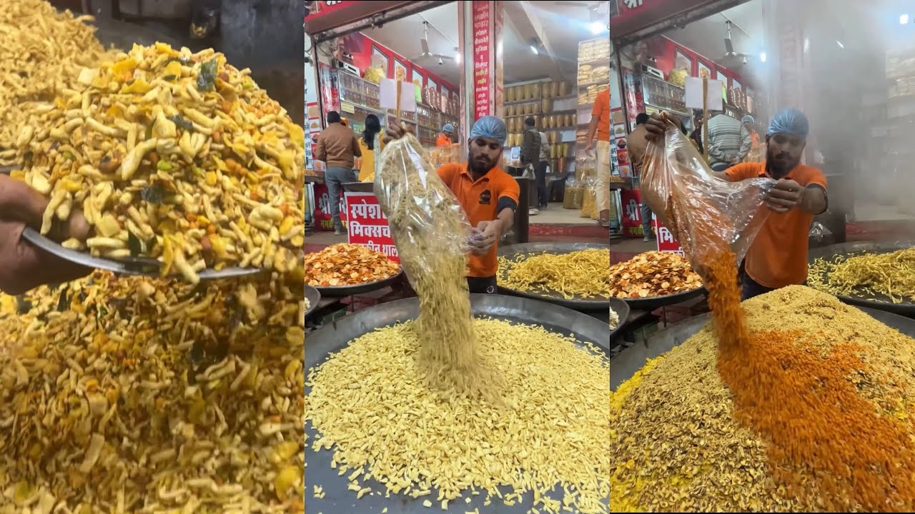 Mega making of All in One Mixture Namkeen in Jaipur 😍😍 Chakhna Masala ...