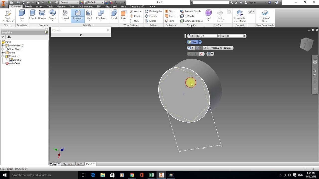 Autodesk Inventor Tutorial M8 Bolt - YouTube