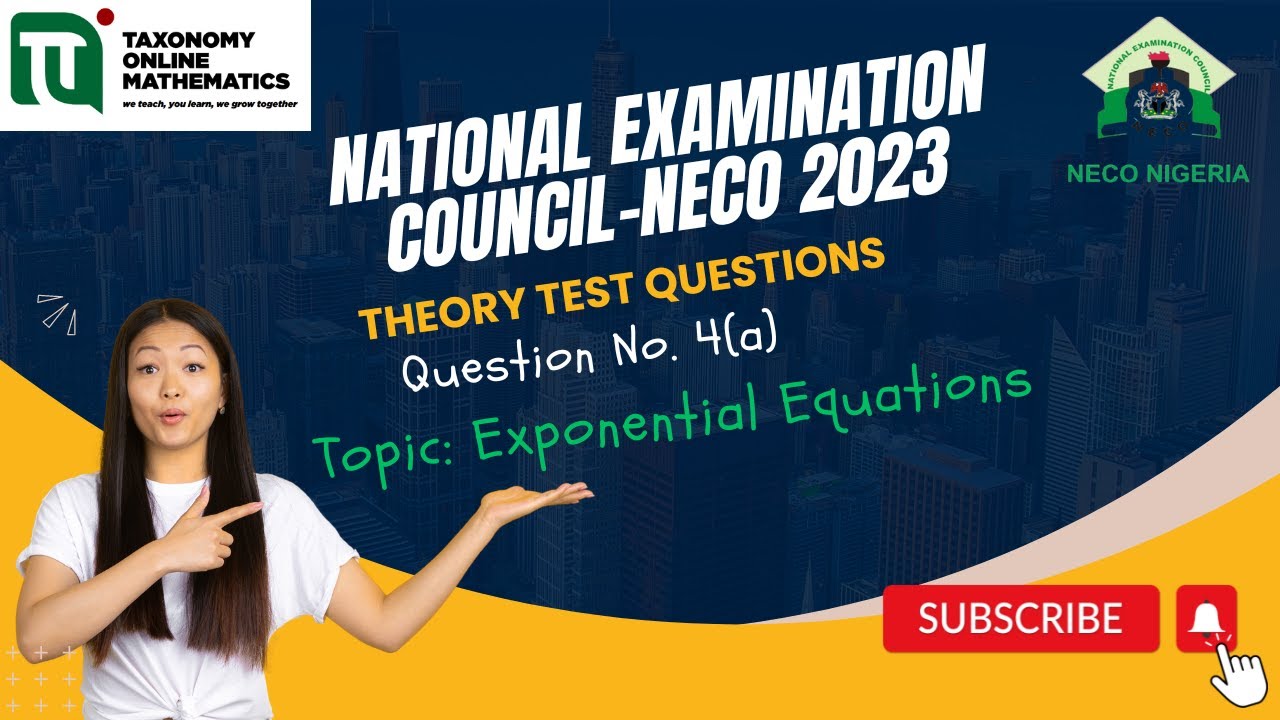 NECO 2023 Question No. 4(a) on Exponential equation - YouTube