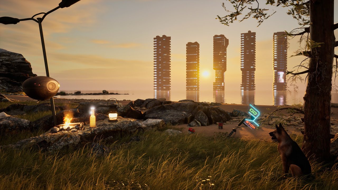 Dystopian Beach Ambience | Waves & Crackling Fire for Sleep ...
