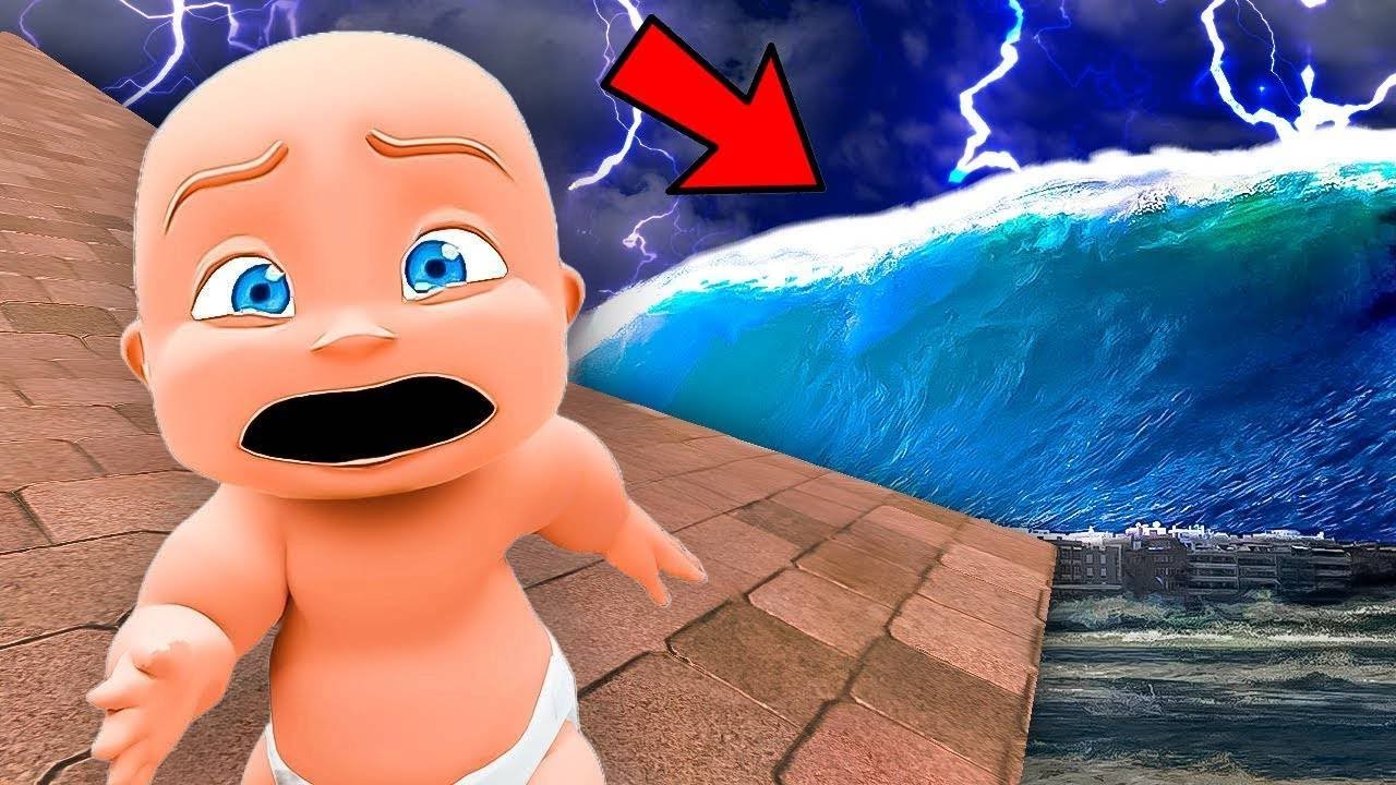 Baby Escapes LEVEL 100 TSUNAMI! - YouTube