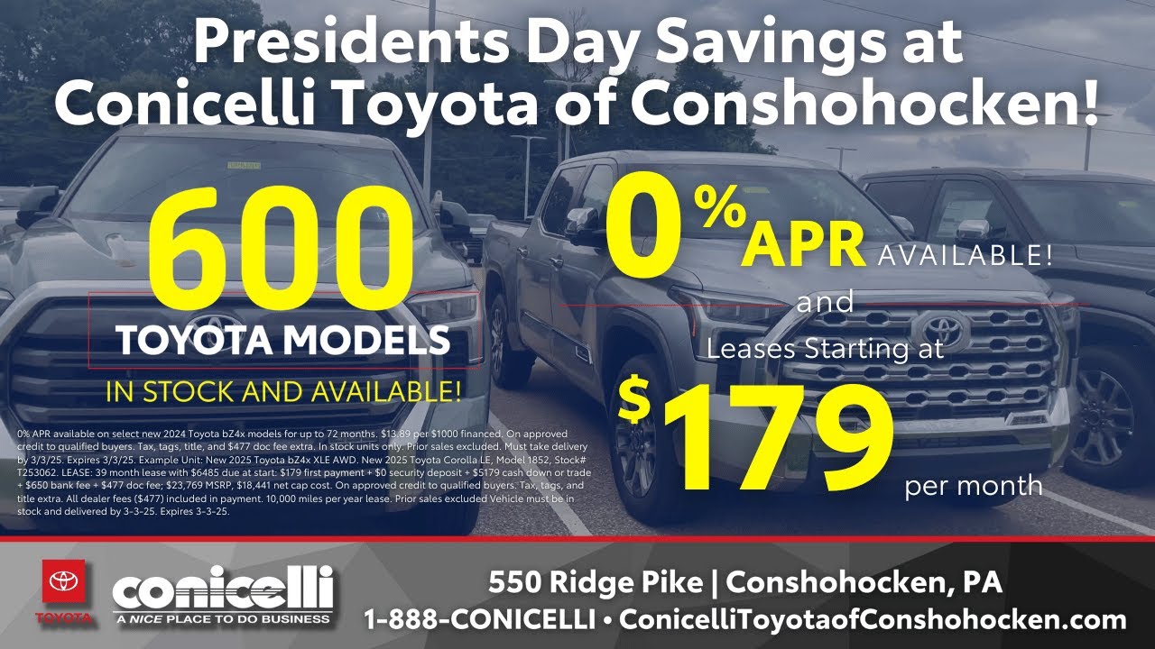 🚗🎉 HUGE President’s Day Sale at Conicelli Toyota! 600+ Cars, $179 ...