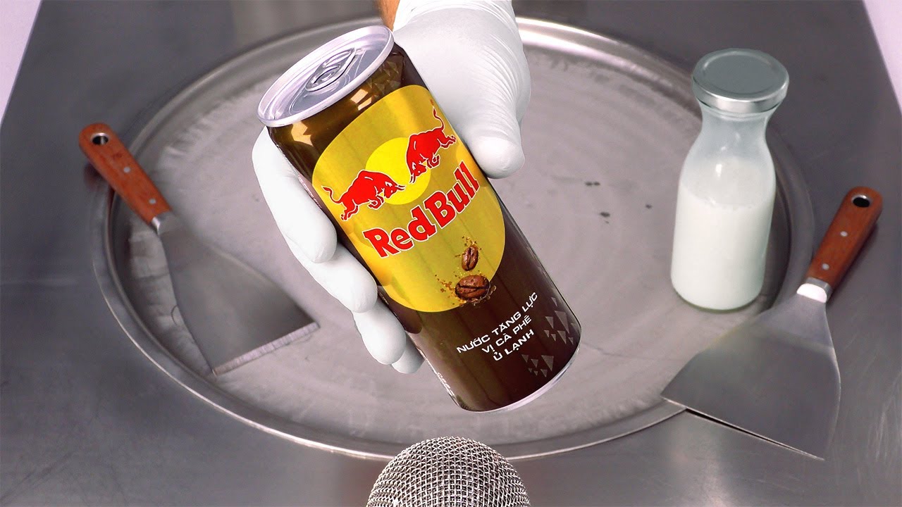 Red Bull Ice Cream Rolls | how to make Energy Coffee to Ice Cream ...