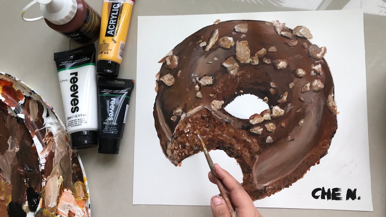 Donut Painting Tutorial 🍩🍩🍩 - YouTube