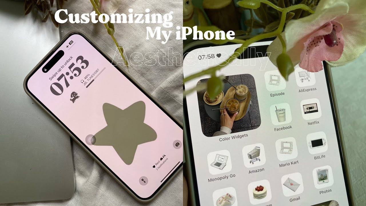 Customizing my iphone 15 🌱☁️: custom iphone theme, widgets, icons 🎀 ...