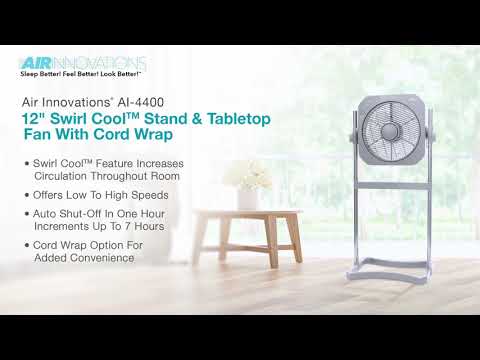 Air Innovations 2-in-1 Fan with Cord Wrap With Swirl Cool Feature & LED ...