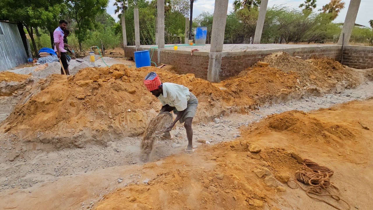 Techniques of Foundation Stone Fillup Perfectly On Compound Wall ...