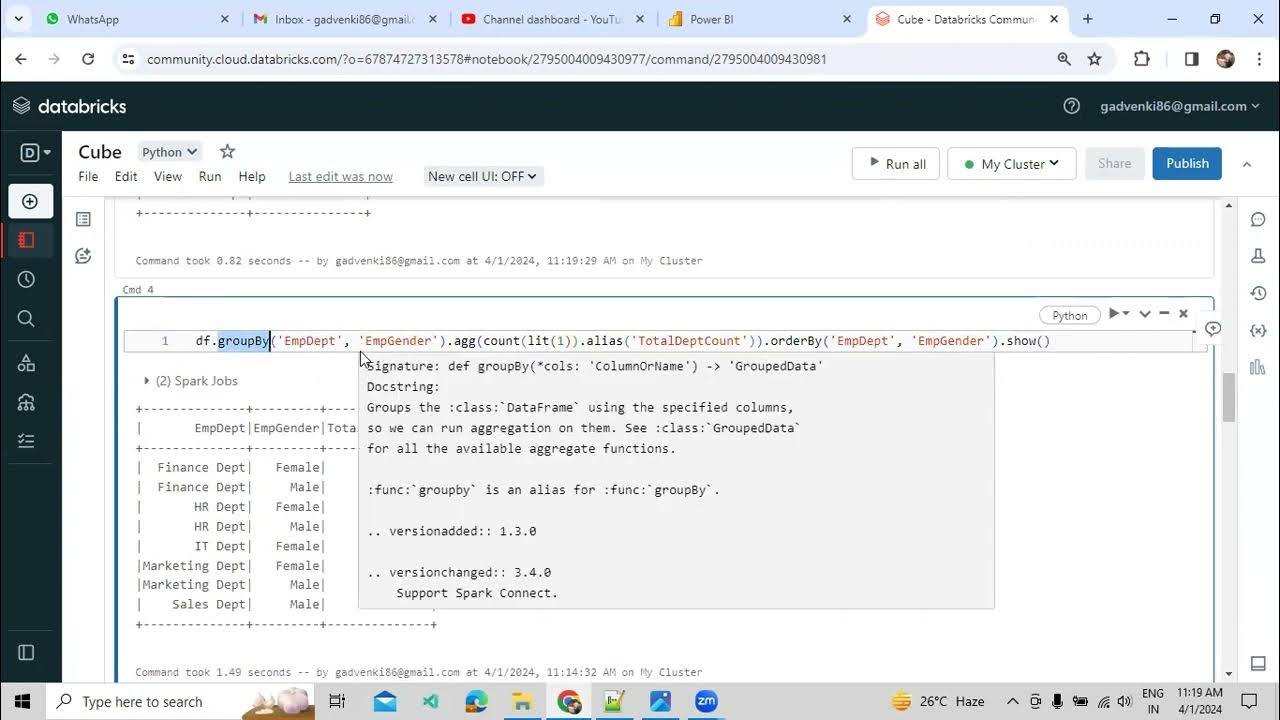 91.How to use Cube Function in Databricks using PySpark in Telugu - YouTube