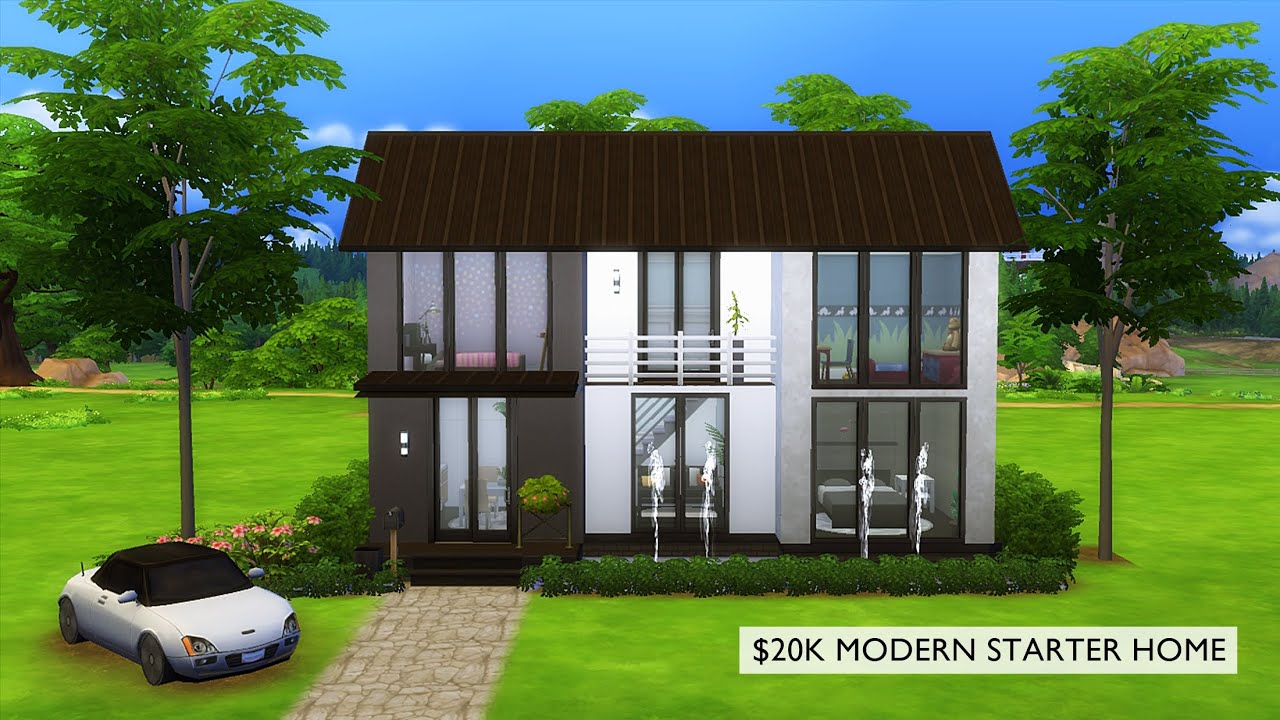 $20K MODERN STARTER HOME // Cinematic Tour (The Sims 4) - YouTube
